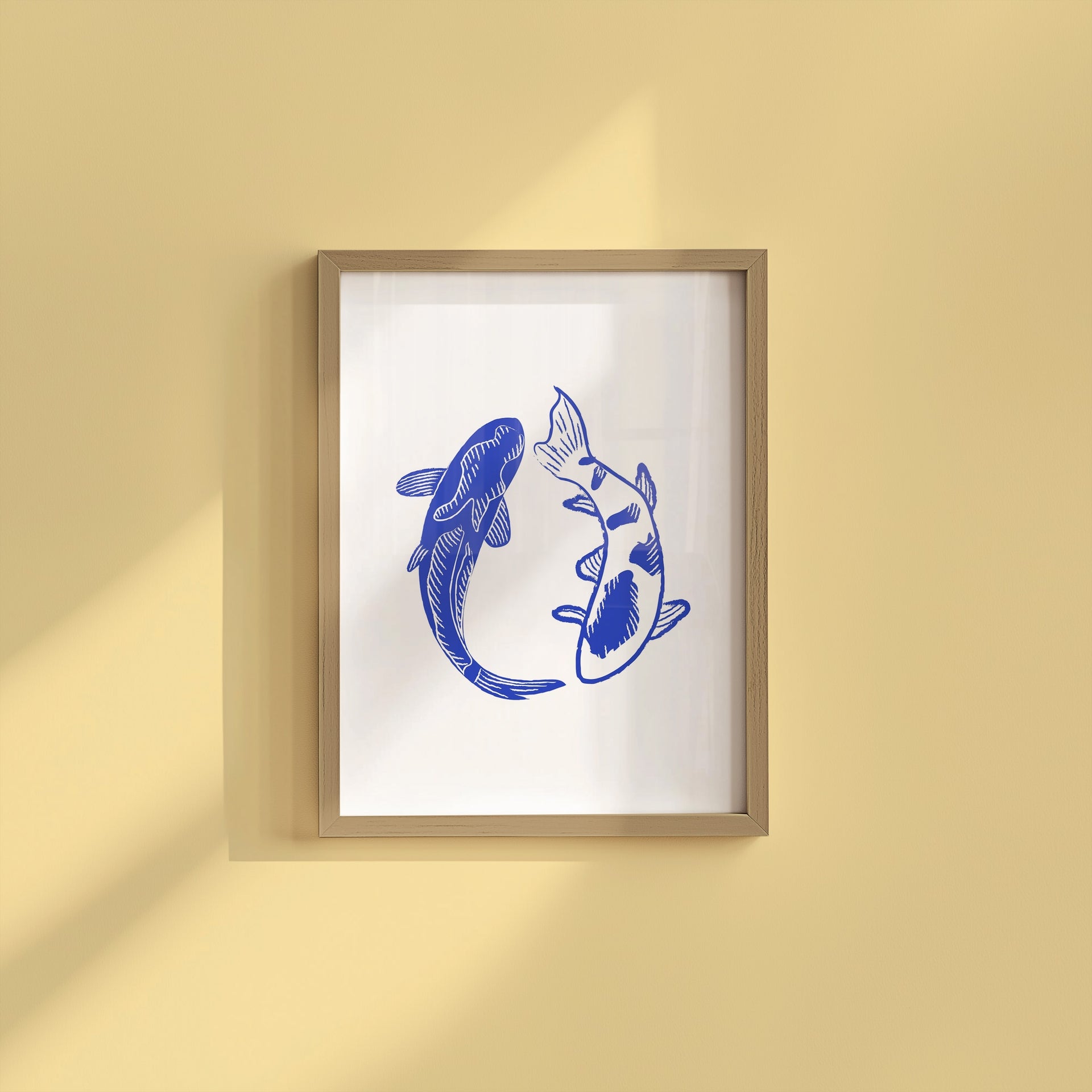 Two Fish Vertical Art Print - Blue