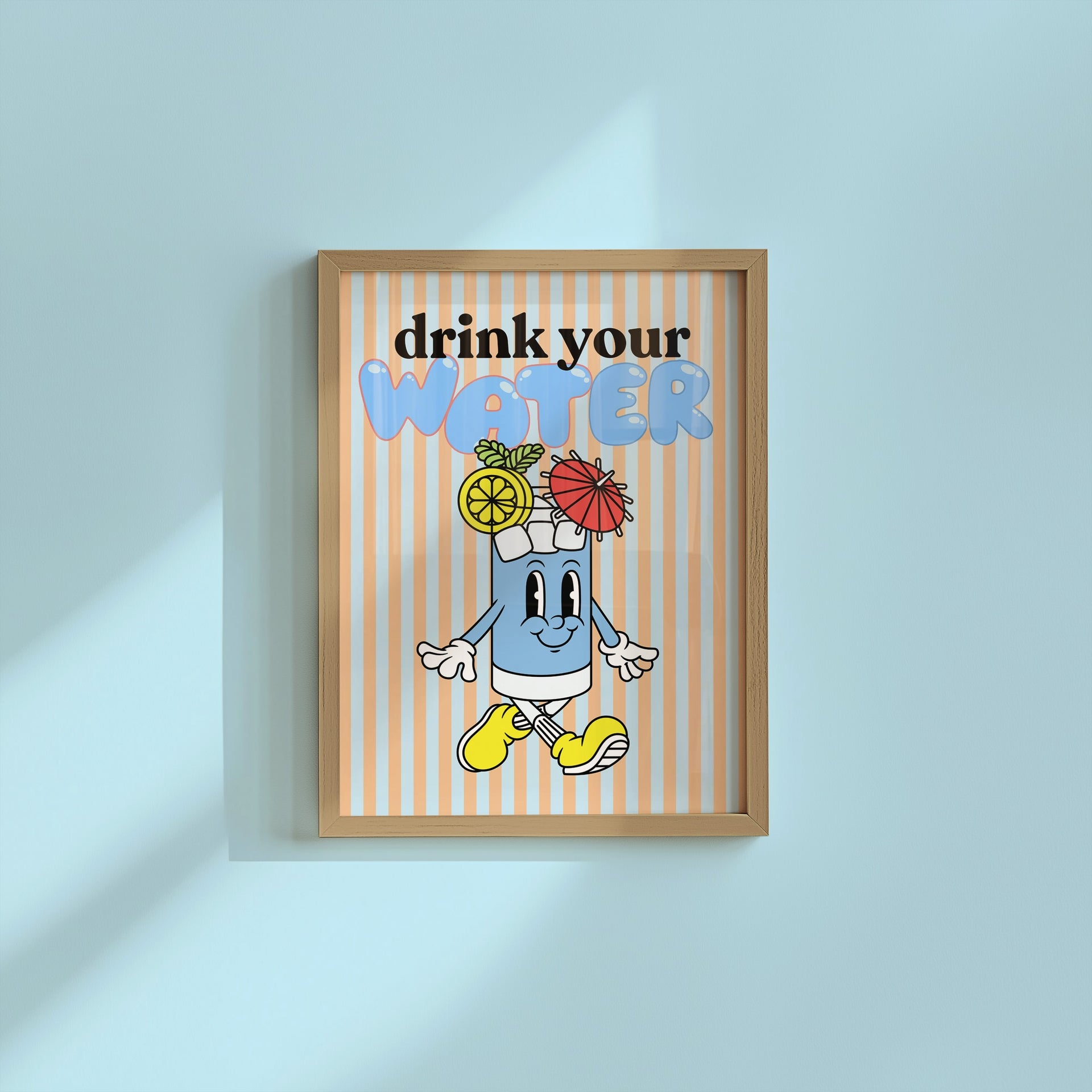 Drink Your Water Stripe Vertical Art Print