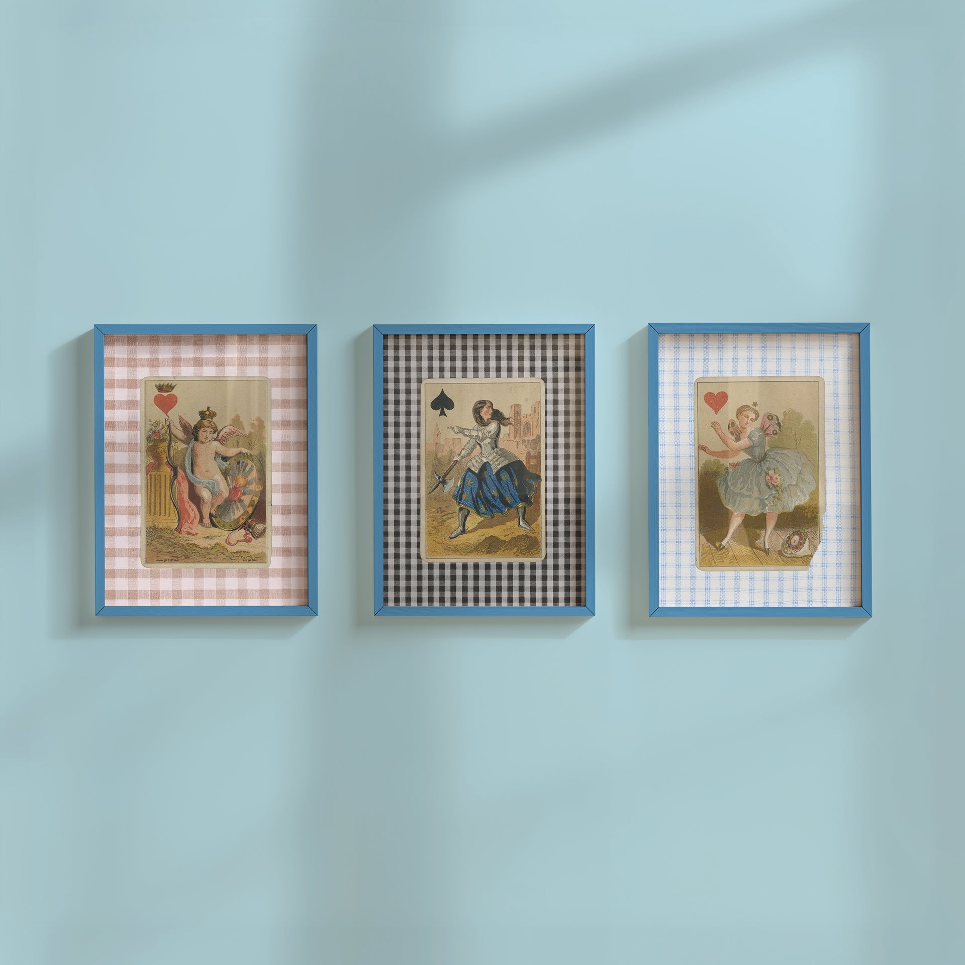 Set of Three Vintage Playing Card Vertical Art Prints