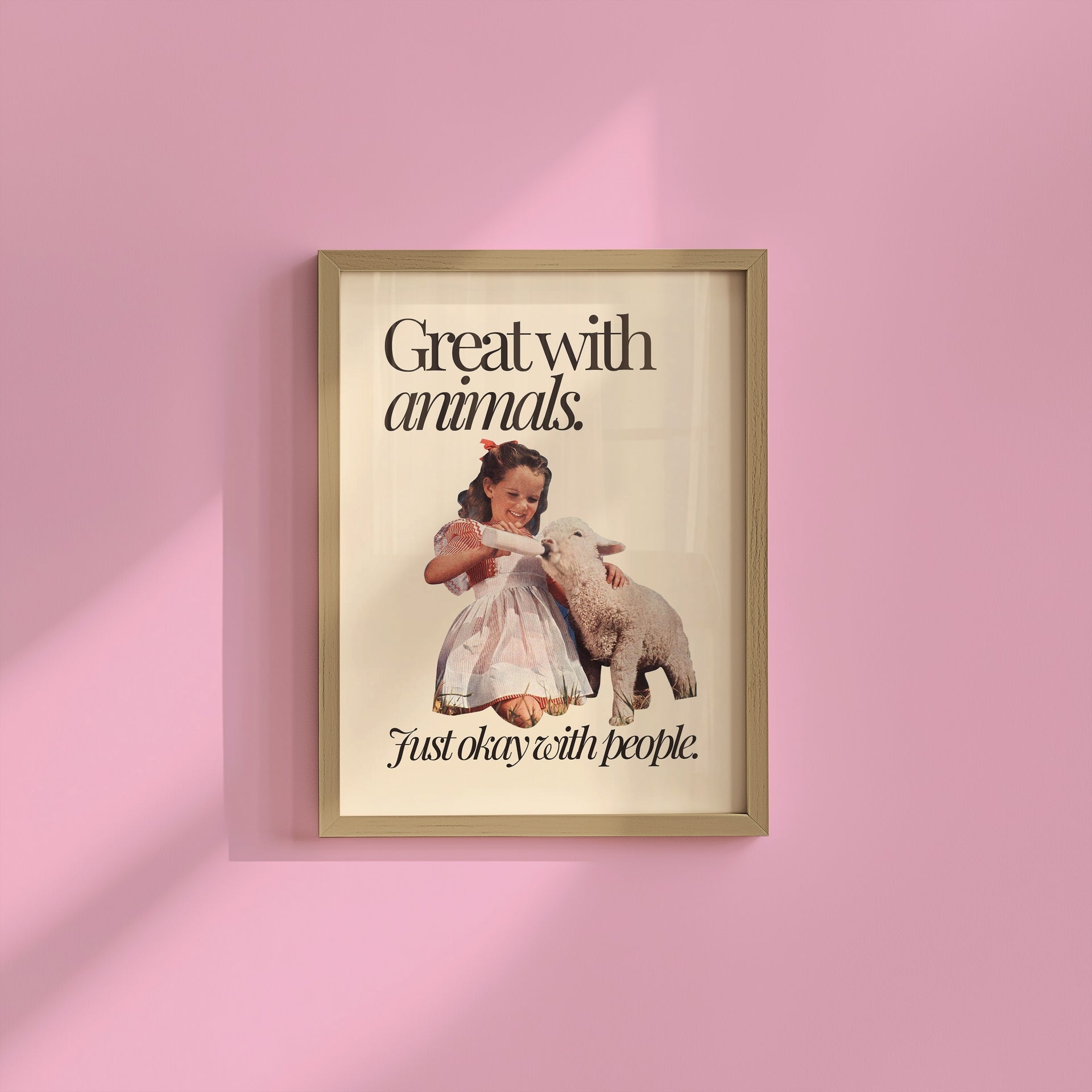 Great With Animals Vertical - White Art Print