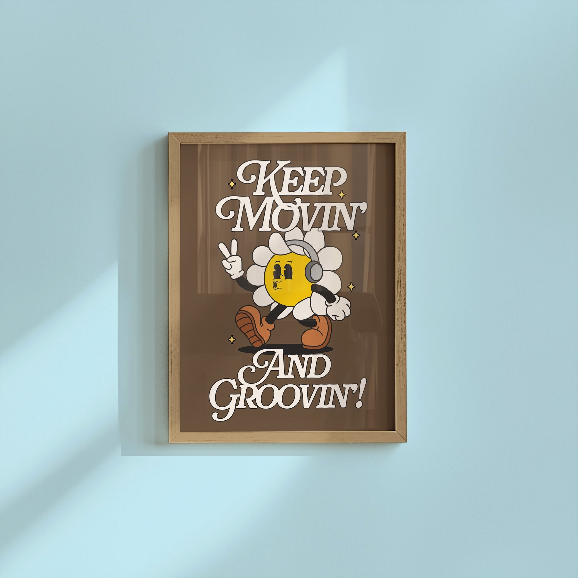 Moving and Grooving Vertical Art Print - Brown
