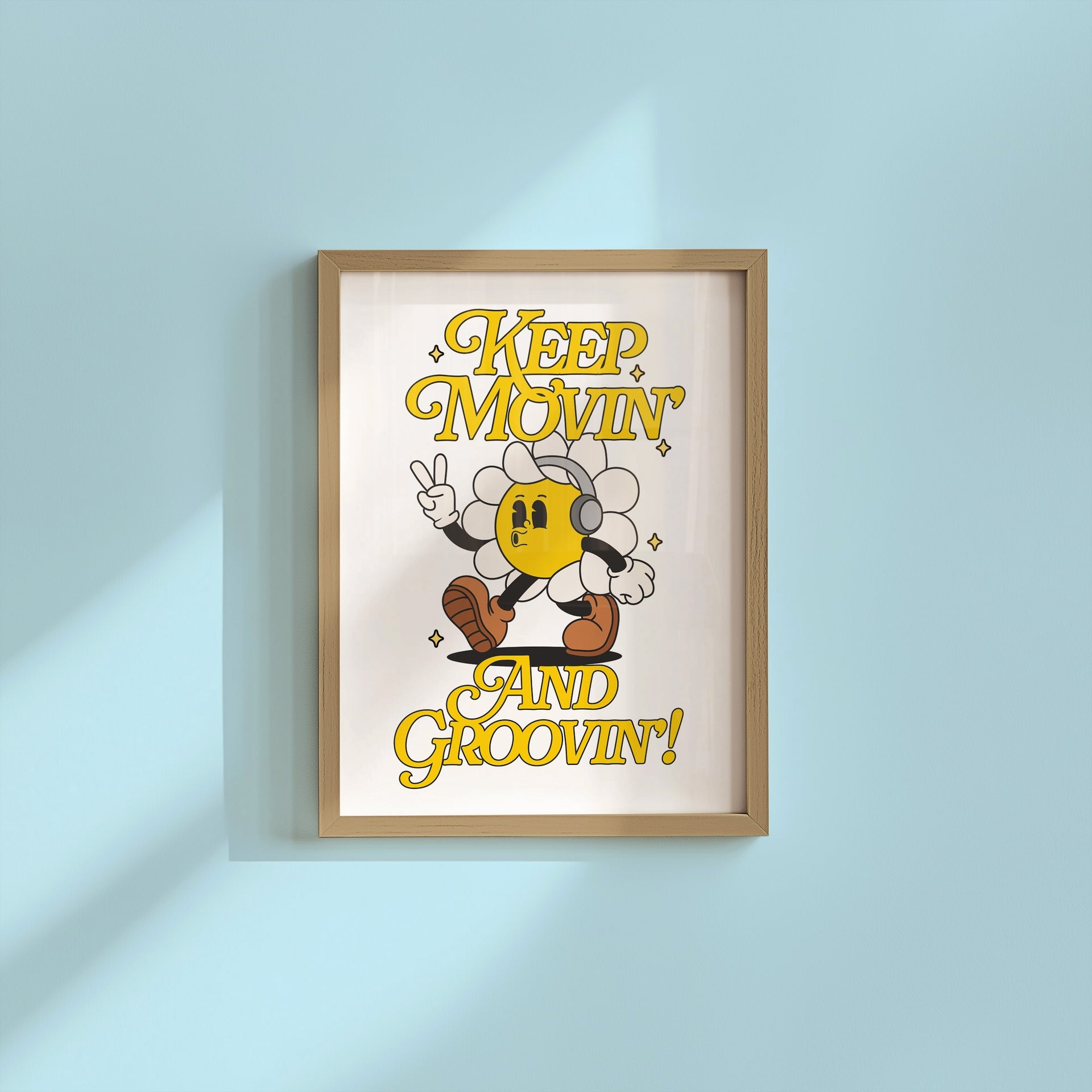 Moving and Grooving Vertical Art Print - White