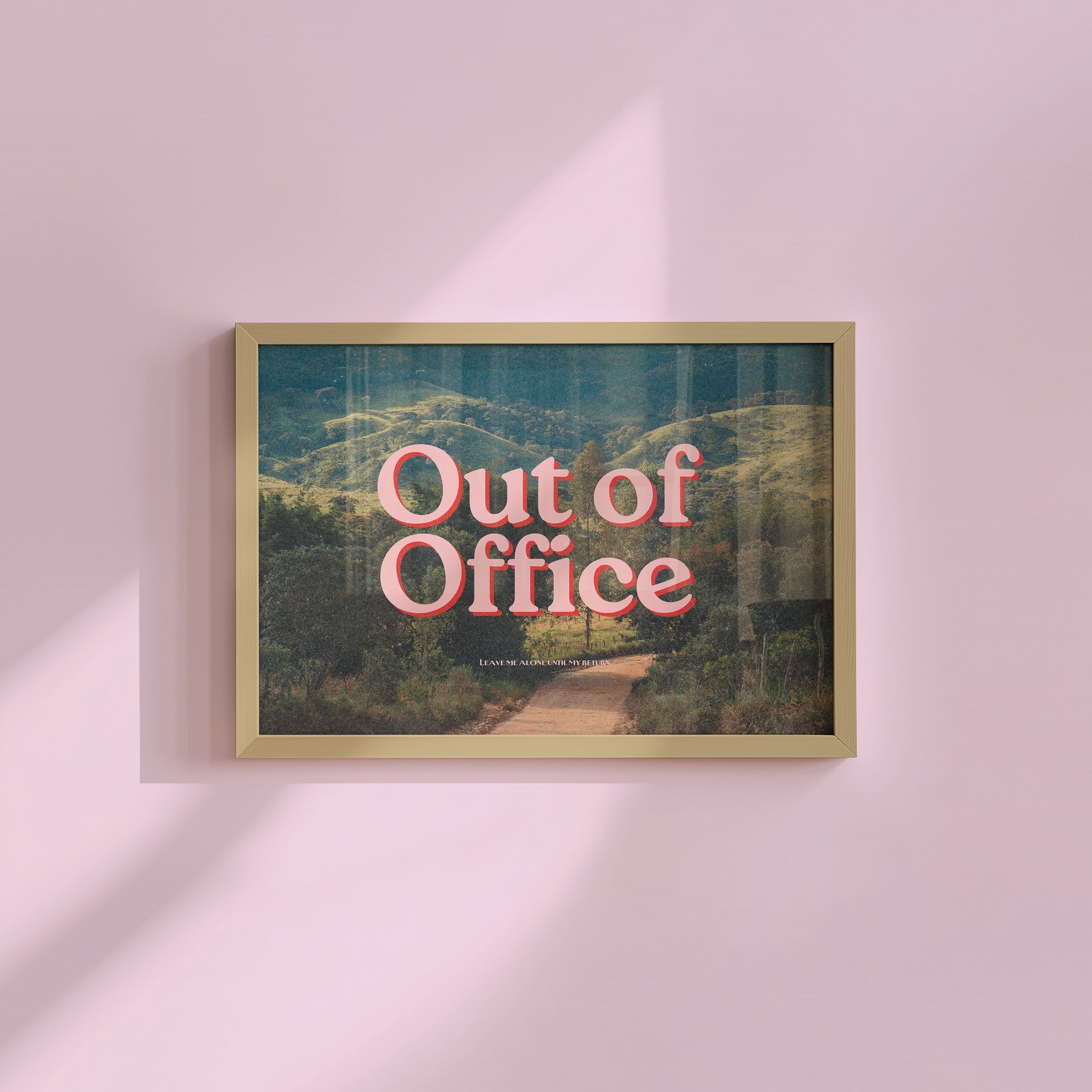Out of Office Horizontal Art Print - Pink