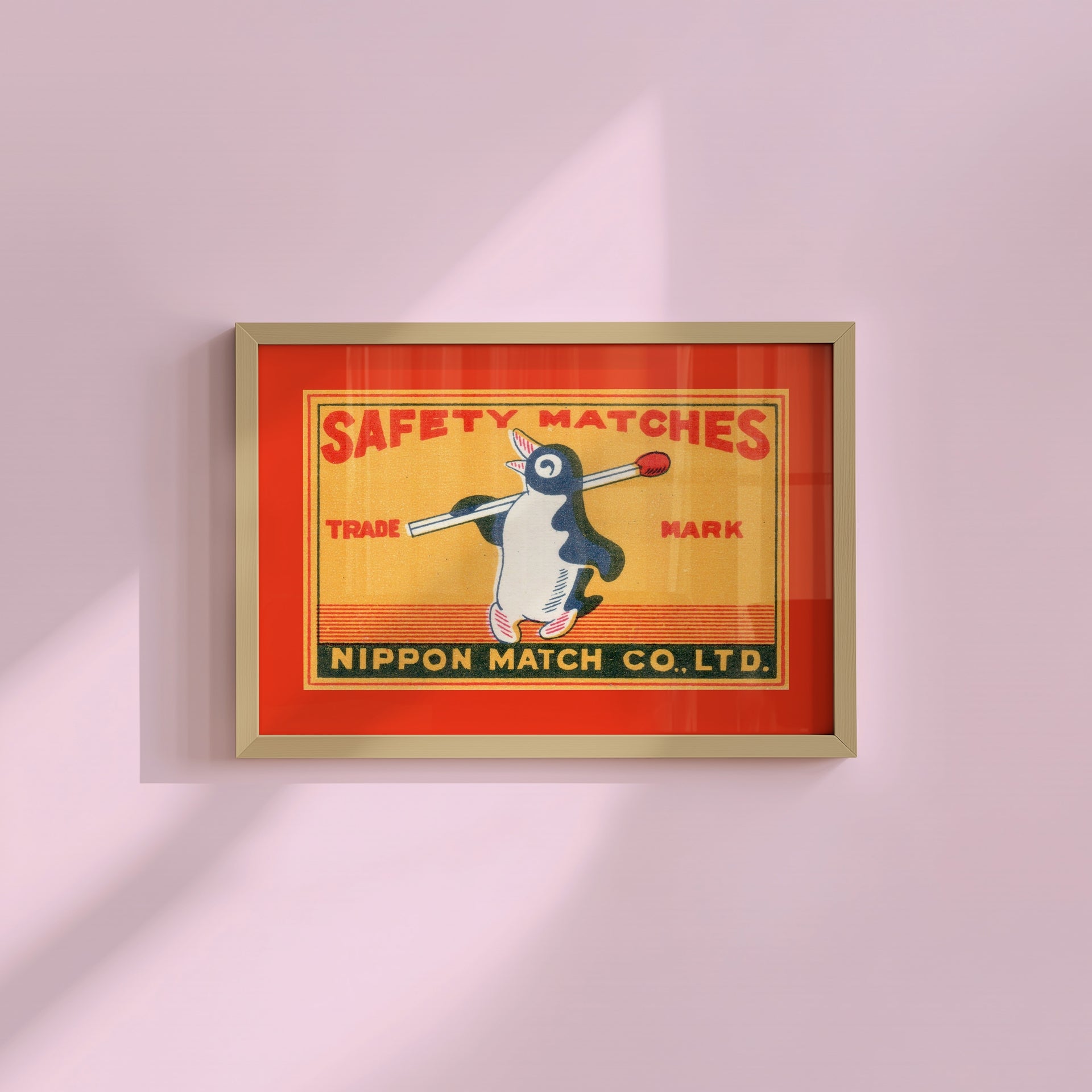 Penguin Safety Matches Horizontal Art Print