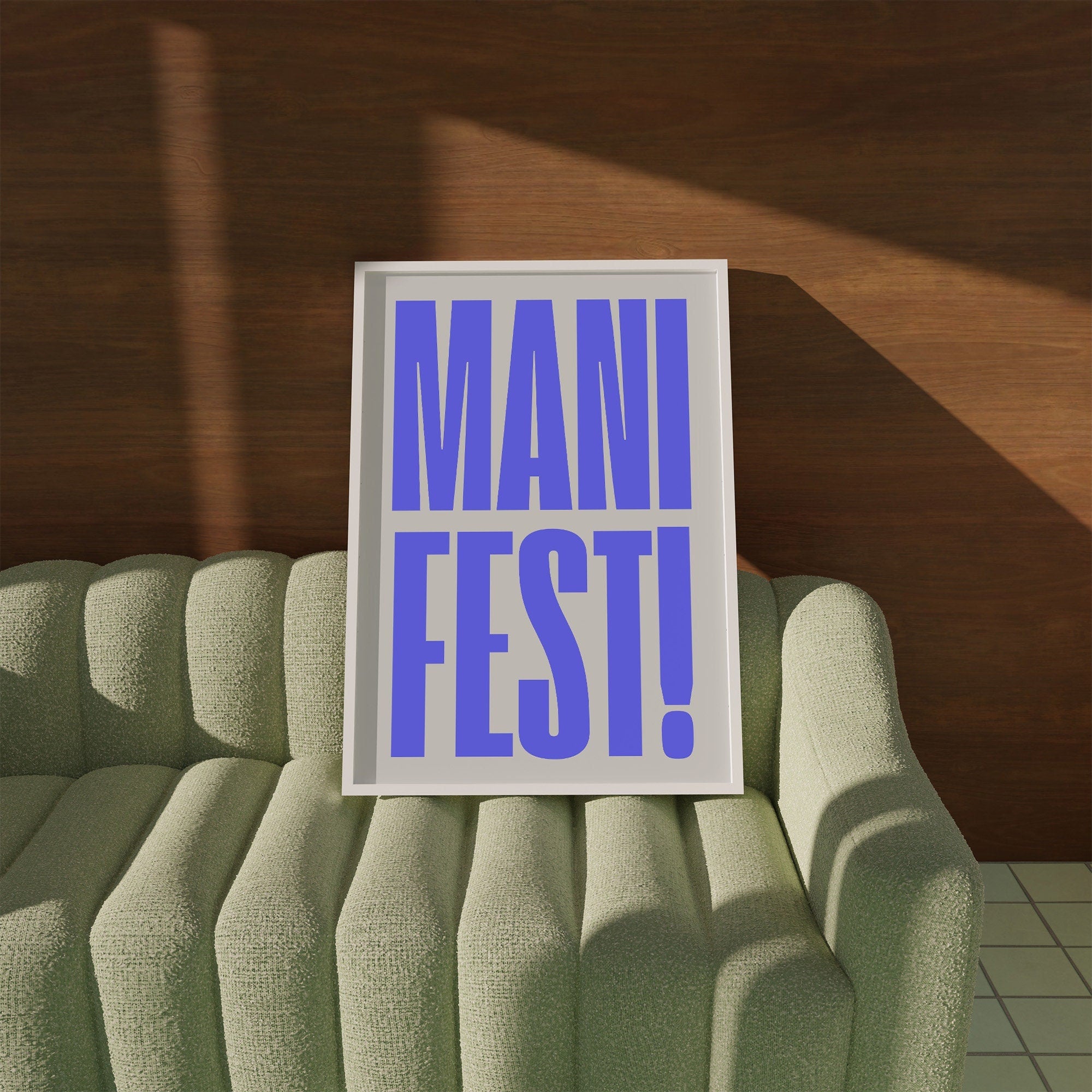 Manifest Typography Blue Digital Art Print